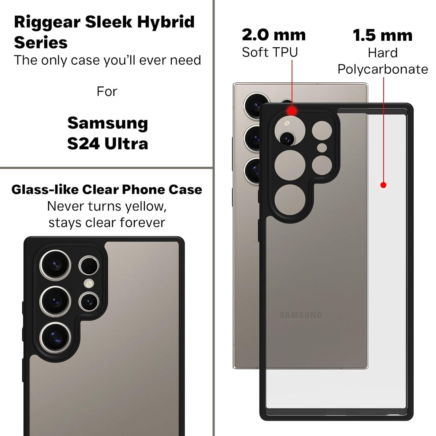 Samsung Galaxy S24 Ultra Clear Shock Proof Slim Back Cover - Tranparen ...