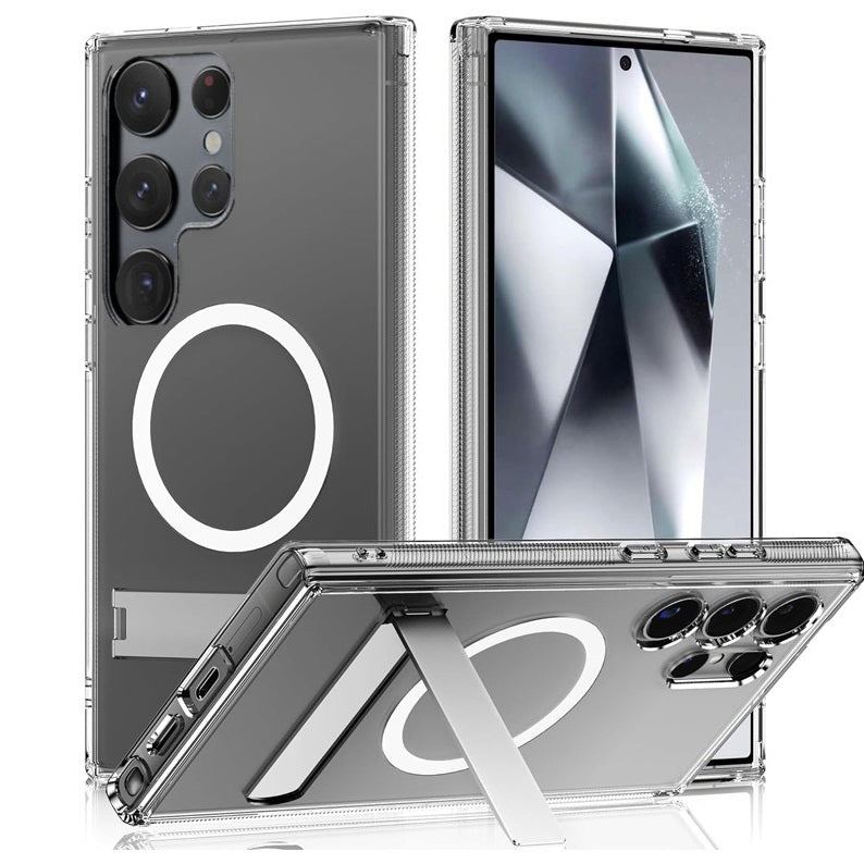 Samsung Galaxy S25 Ultra Magsafe Clear Shockproof Case with Metal Kick ...